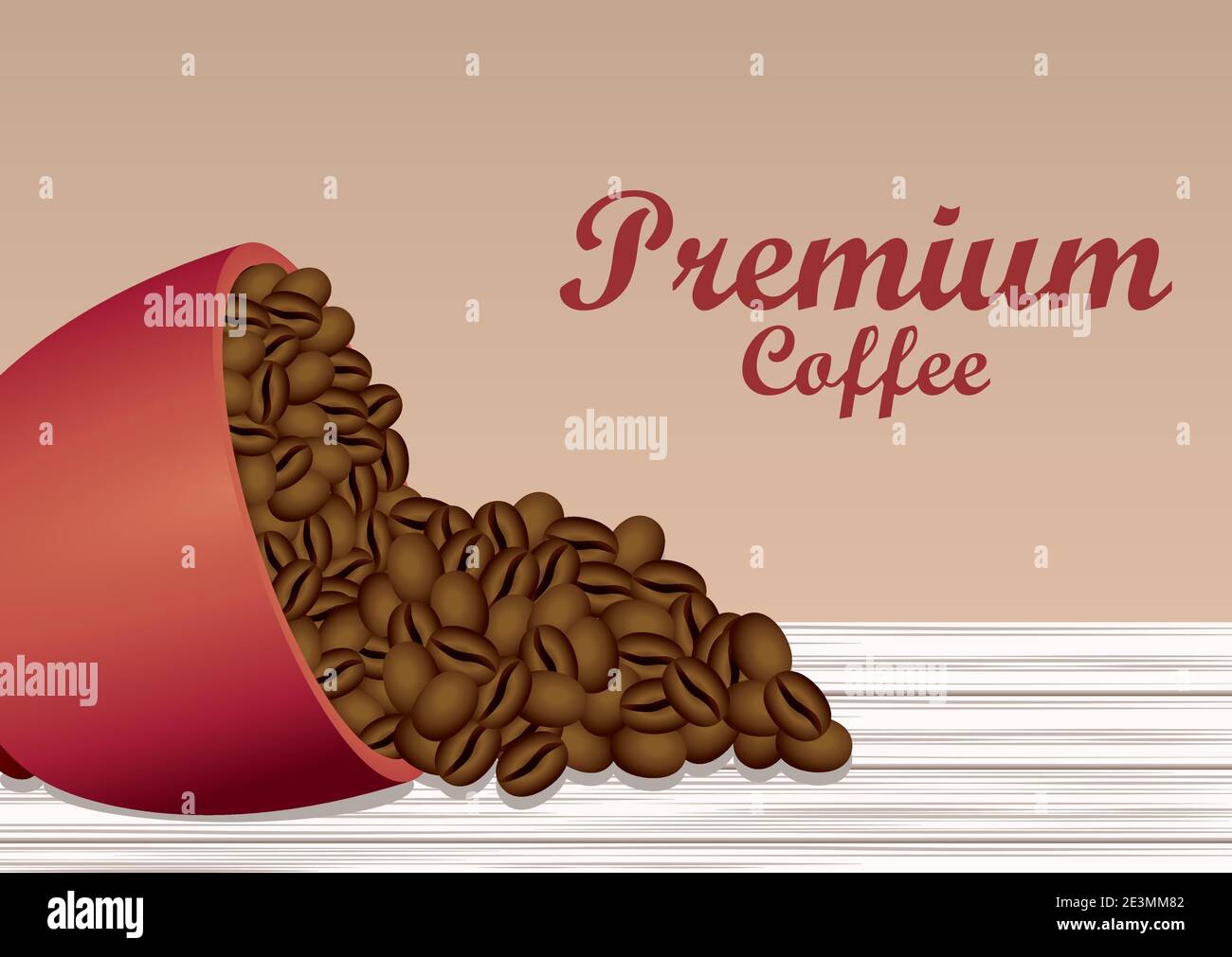 premium coffee lettering with grains in cup vector illustration design ...