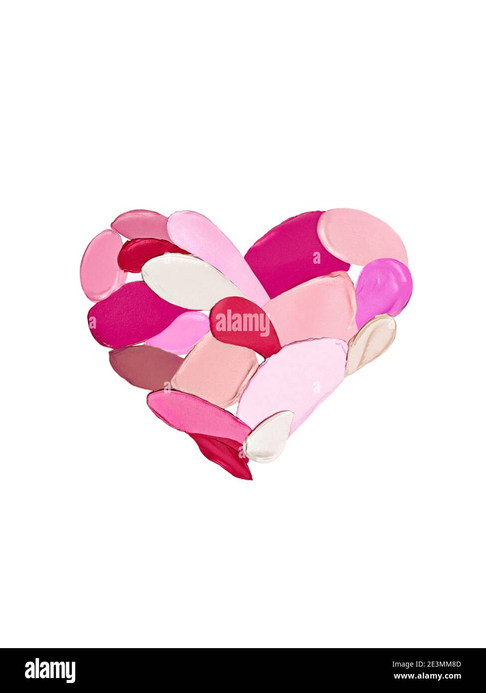 Valentine's Day background. Red and pink lipstick smeared in the shape ...