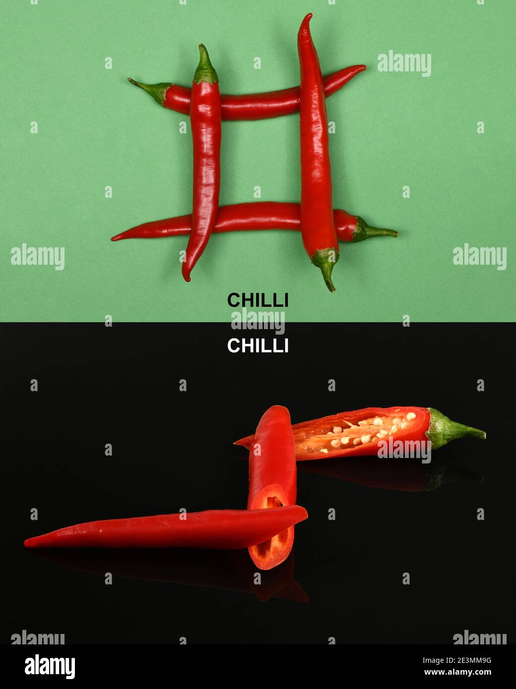 Creative layout made of red chilli peppers. High resolution photo. Full ...