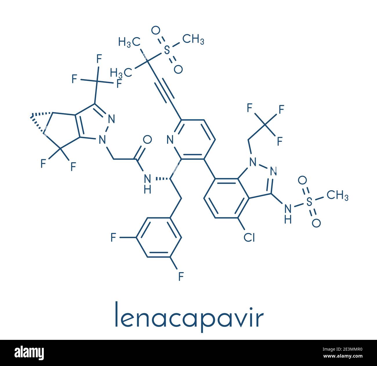 Lenacapavir antiviral drug molecule. Skeletal formula Stock Vector ...