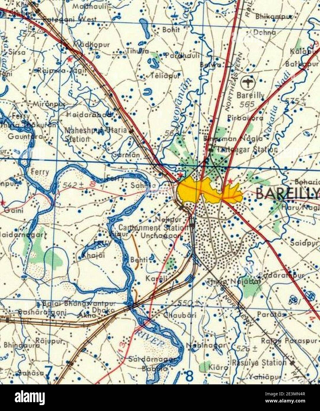 Map of Bareilly (1955 Stock Photo - Alamy