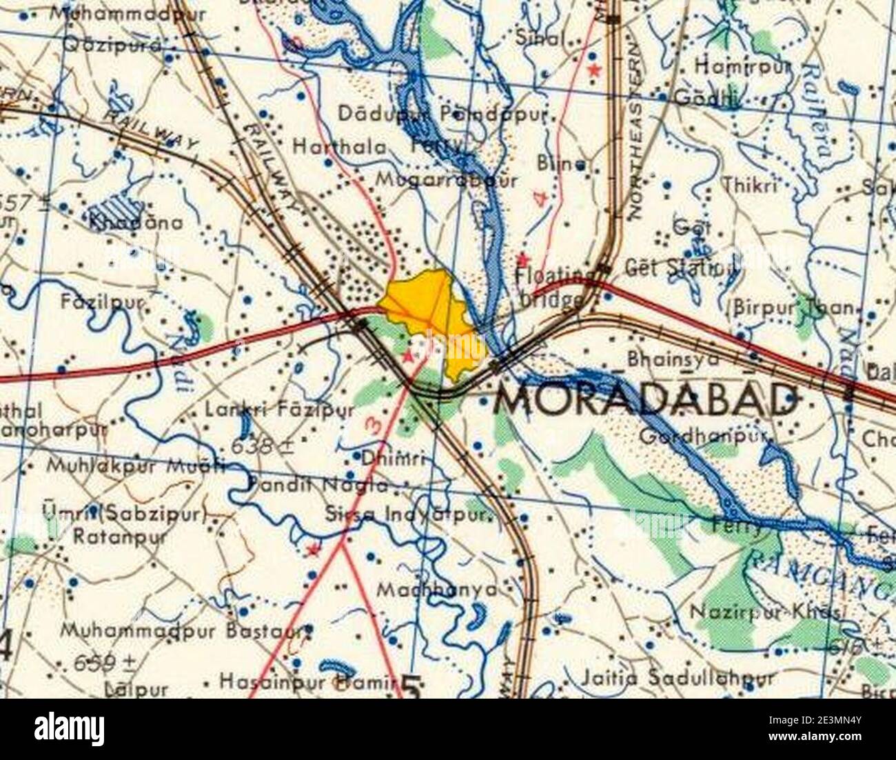 Map of Moradabad (1955 Stock Photo - Alamy
