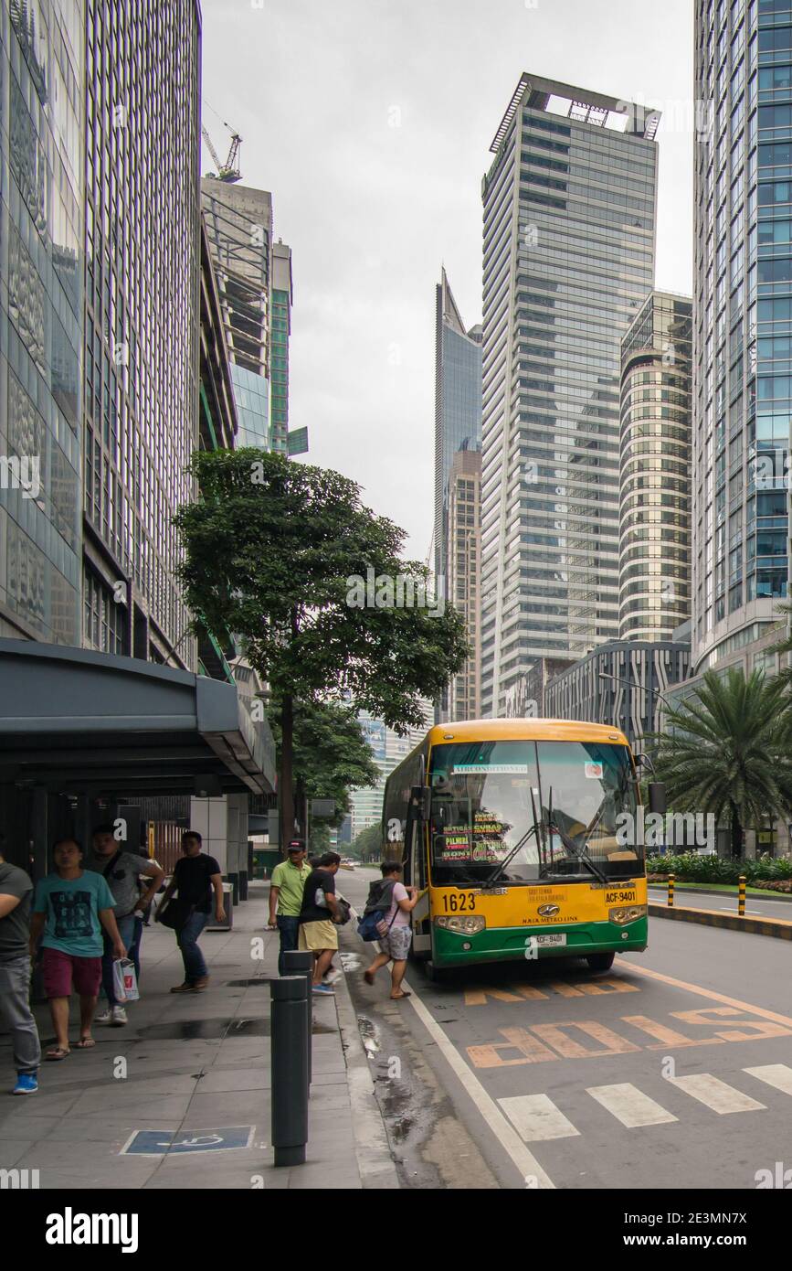 Makati, Metro Manila, Philippines - August 2018: Vertical photo of bus ...