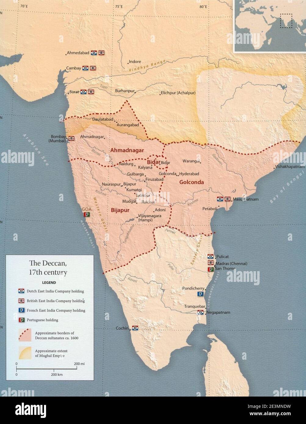 Map of the Deccan 17th century Stock Photo - Alamy