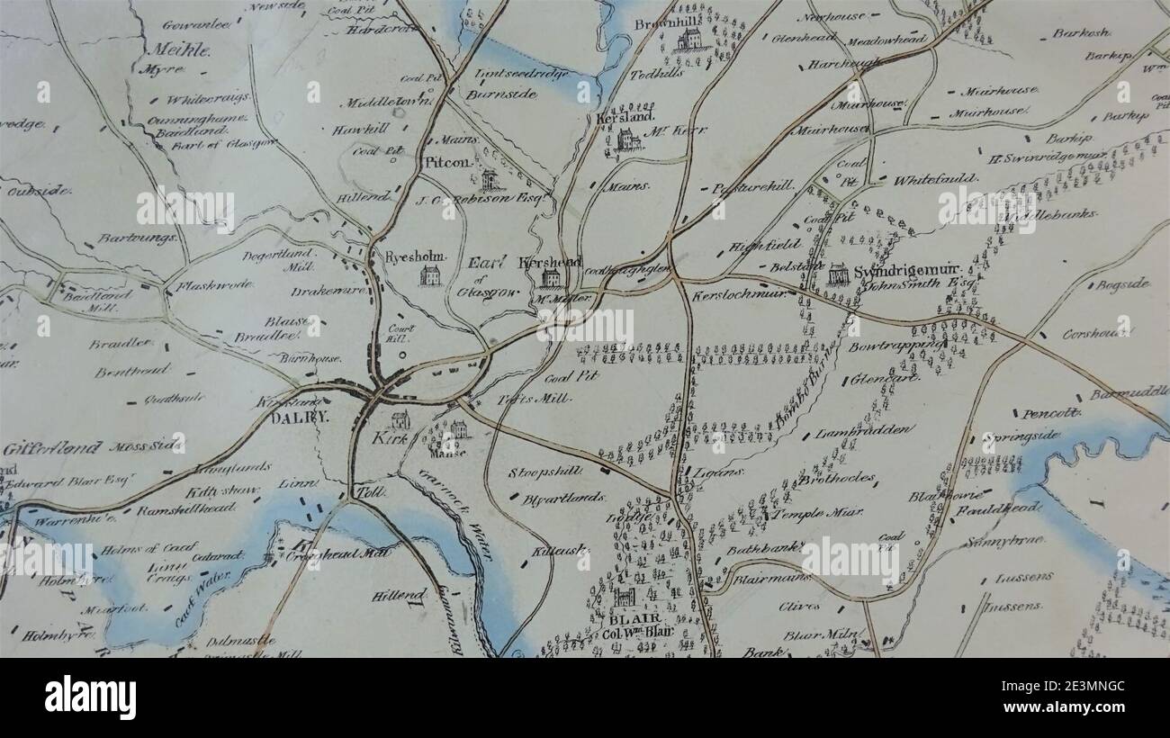 Map of Dalry, Robert Aitken. 1829. North Ayrshire Stock Photo - Alamy