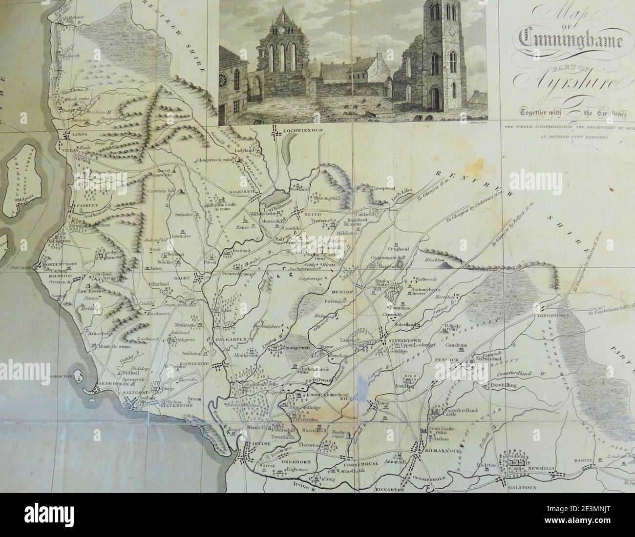 Map of Cunninghame, George Robertson 1820 Stock Photo - Alamy