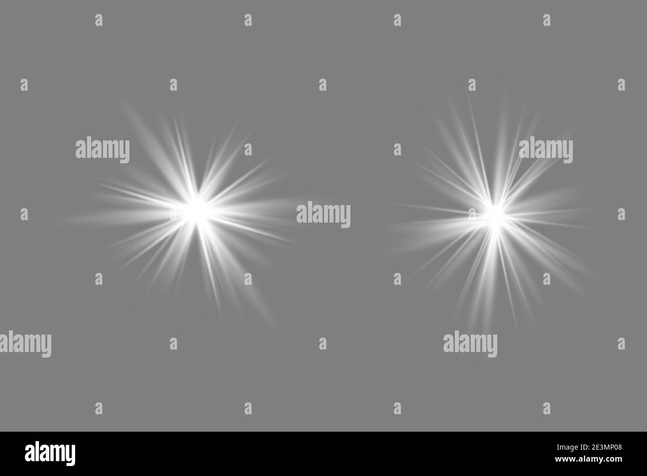 glowing lights effects isolated on gray background. Sun flash with rays ...
