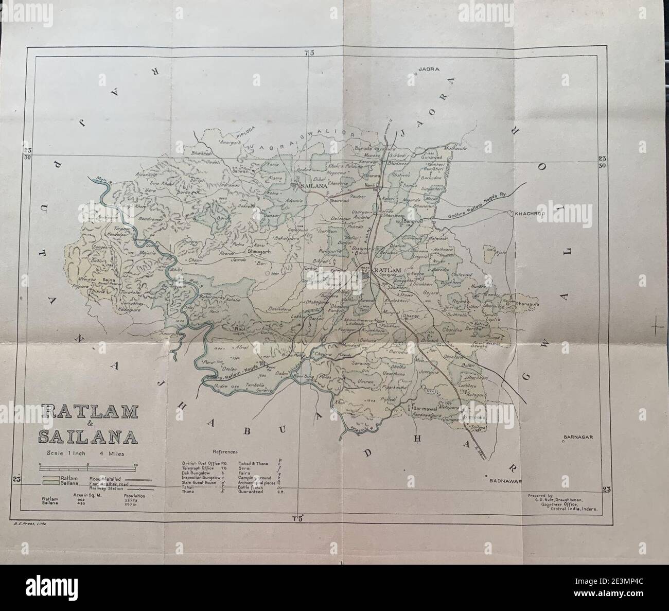 Map of Sailana and Ratlam States Stock Photo - Alamy
