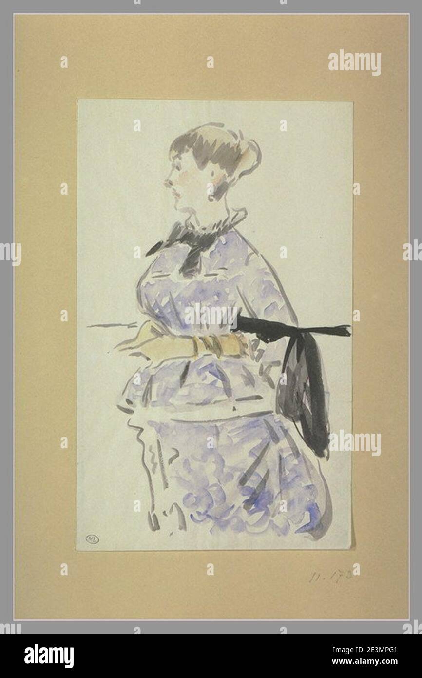 Manet - Portrait d'Isabelle Lemonnier, RF 11173, Recto Stock Photo - Alamy