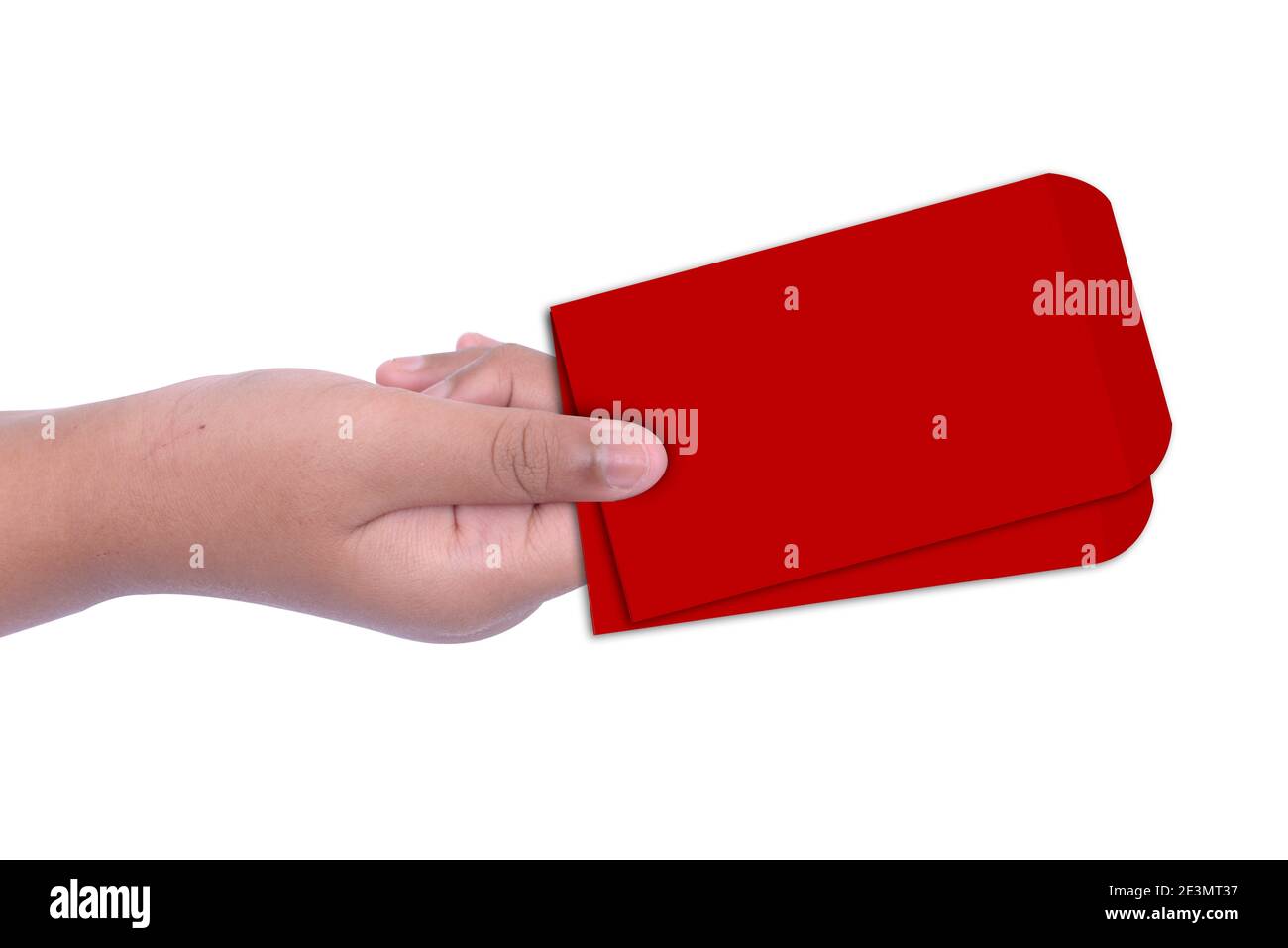 Human hand holding red envelopes (Angpao) isolated over white ...
