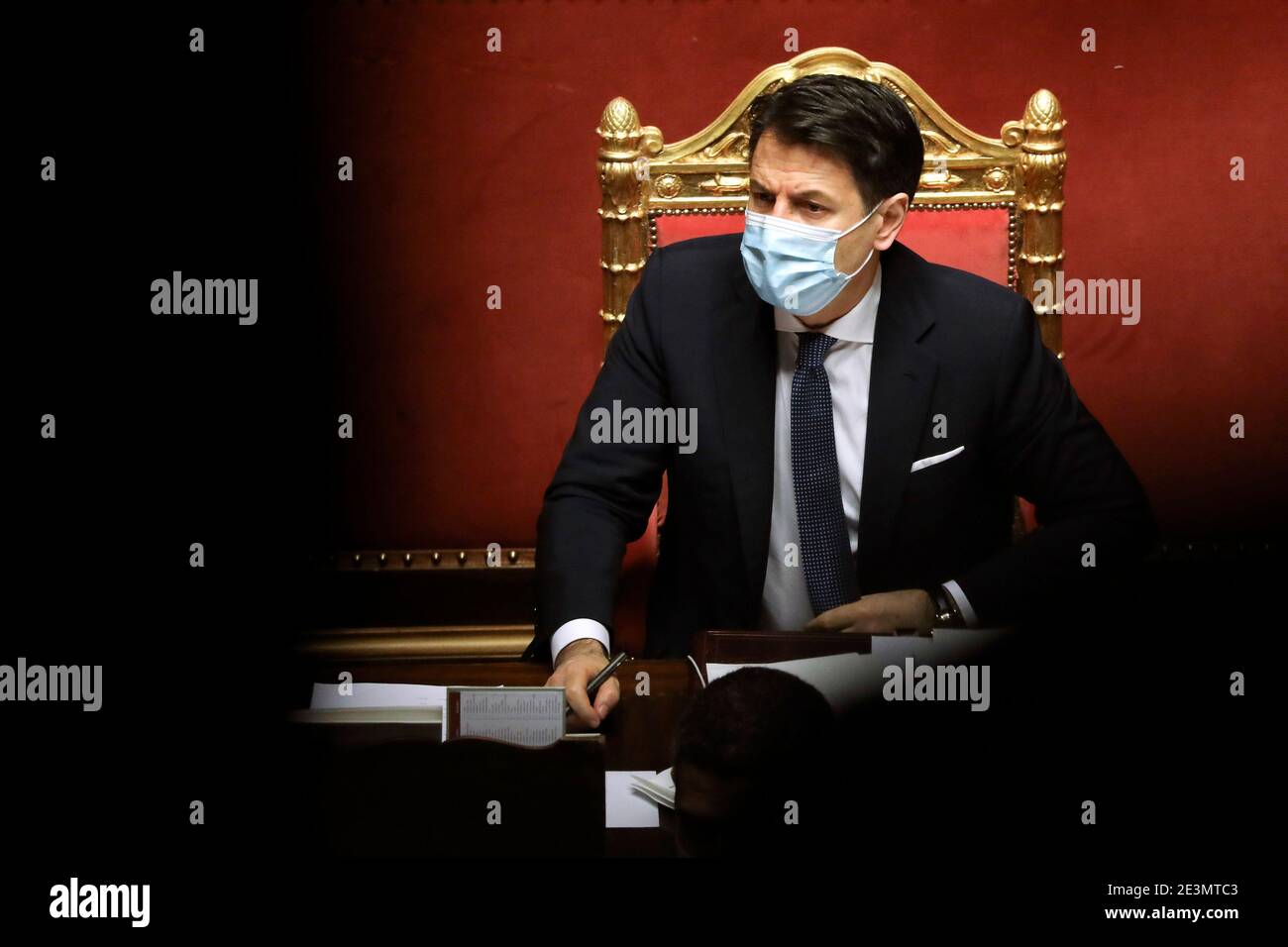 Rome, Italy. 19th Jan, 2021. The Italian Premier Giuseppe Conte during ...
