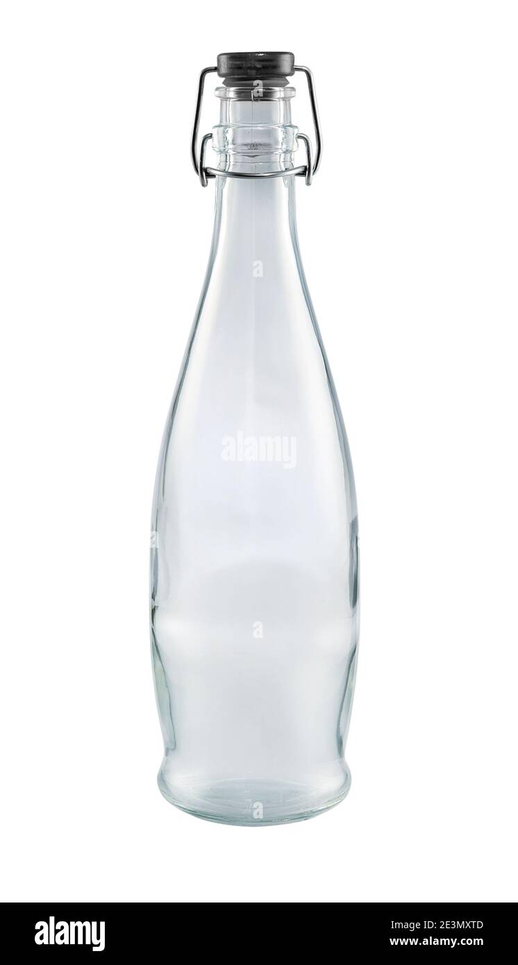 Transparent glass bottle isolated on white background Stock Photo - Alamy