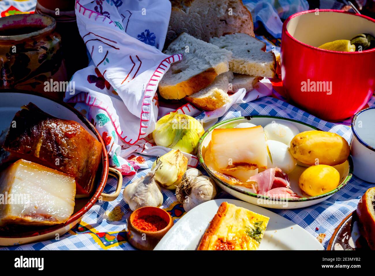 Traditional meal, breakfast in open at the time of harvest Stock Photo ...