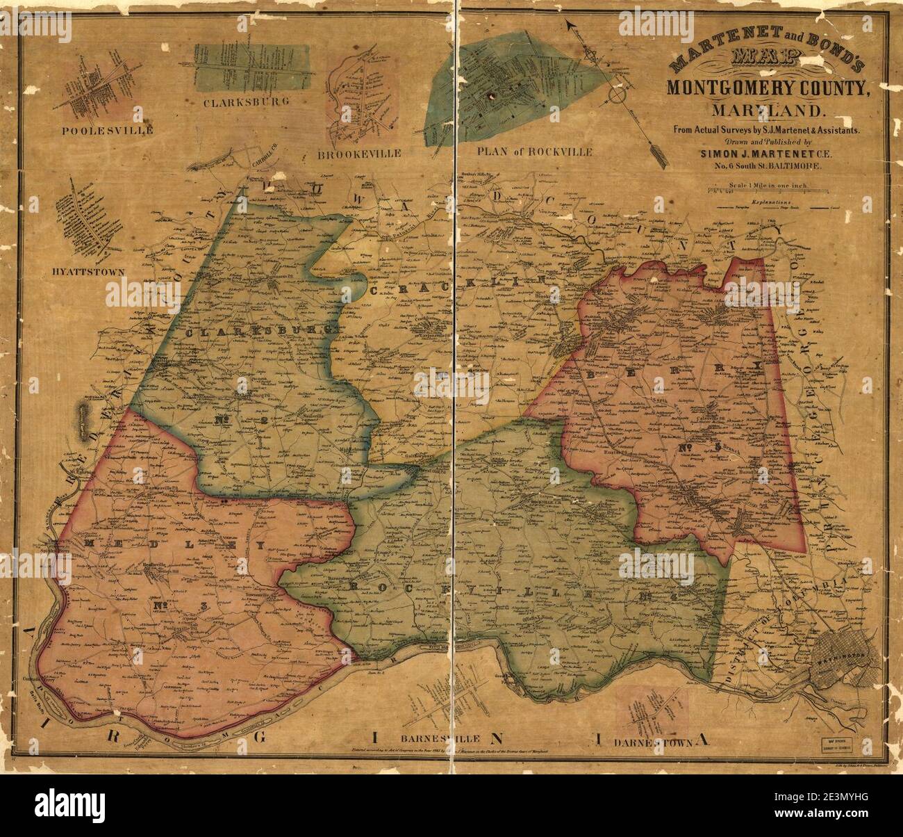 Martenet and Bond's map of Montgomery County, Maryland Stock Photo - Alamy