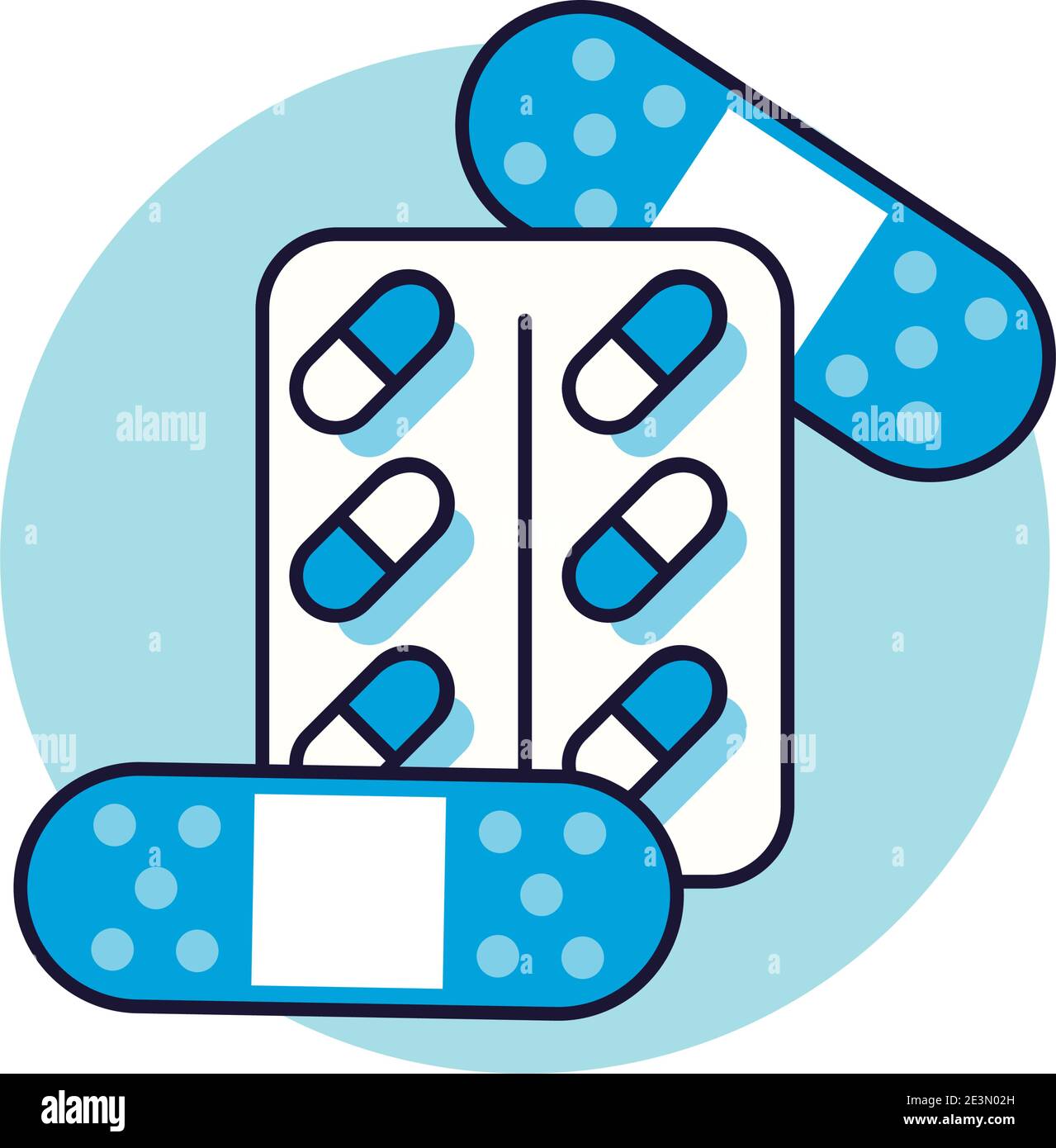medical cure bands and capsules isolated style icon vector illustration ...