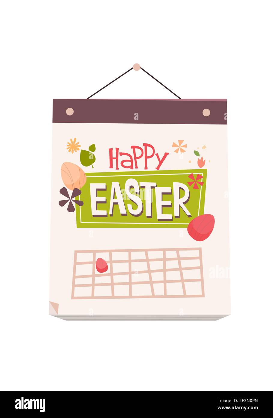 happy easter spring holiday celebration greeting card with calendar ...