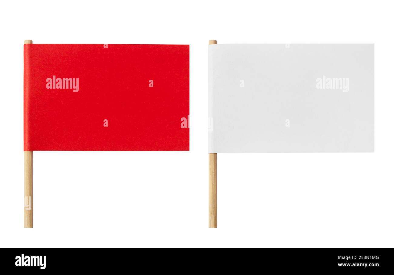 Miniature blank white and red flag. Ready for a Message. Paper flag ...