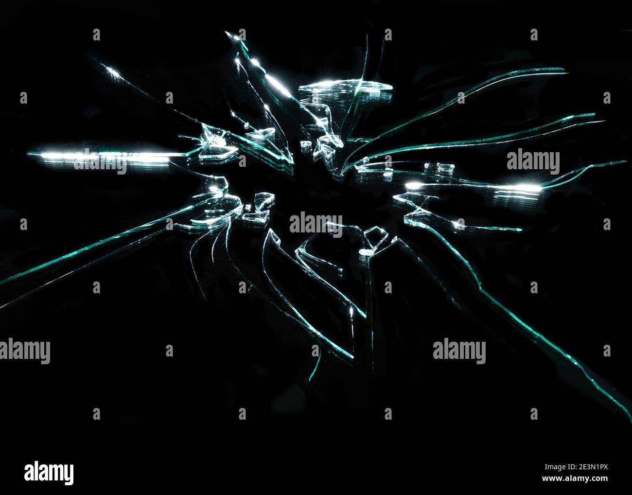 broken glass with sharp Pieces over black Stock Photo - Alamy