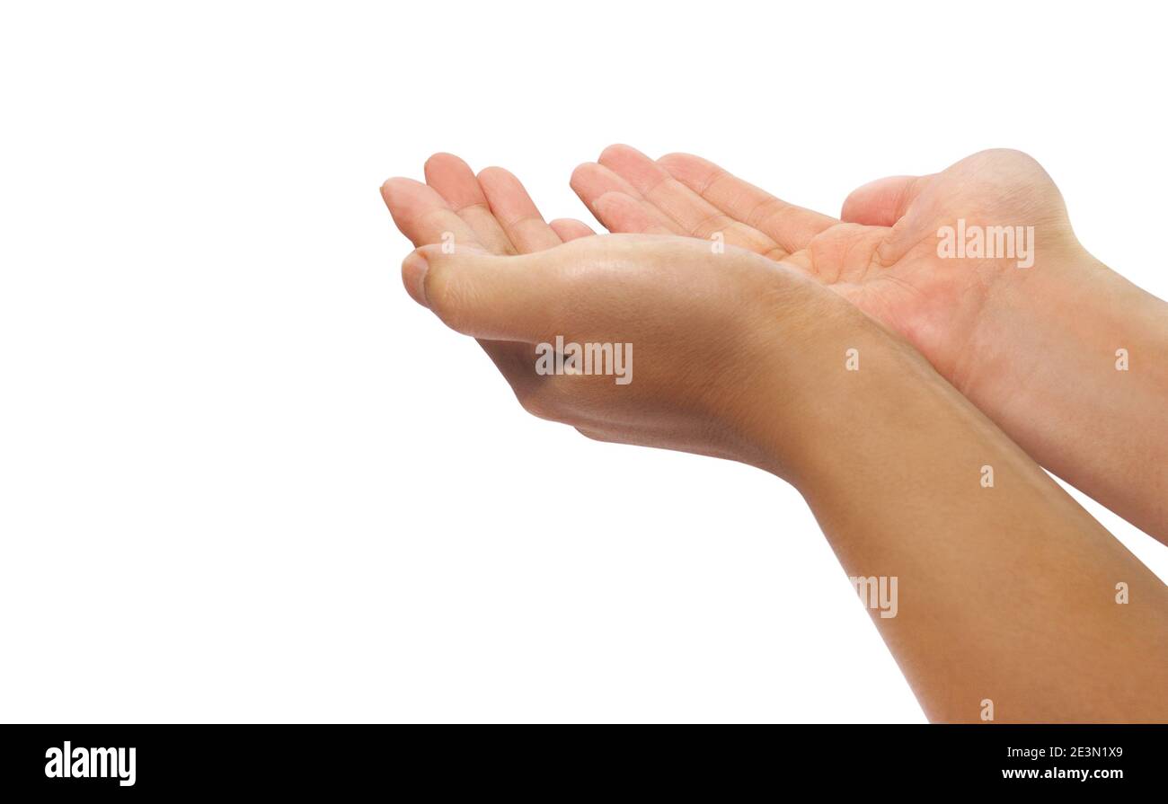 gesture of womans hand open hand isolated on white background Stock ...