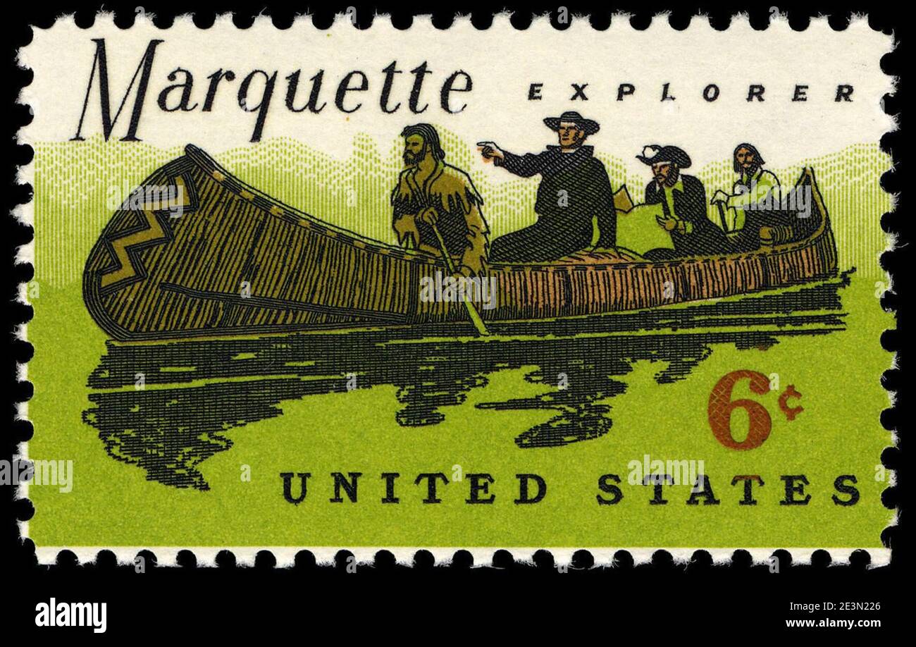Marquette explorer 1968 U.S. stamp.1 Stock Photo - Alamy