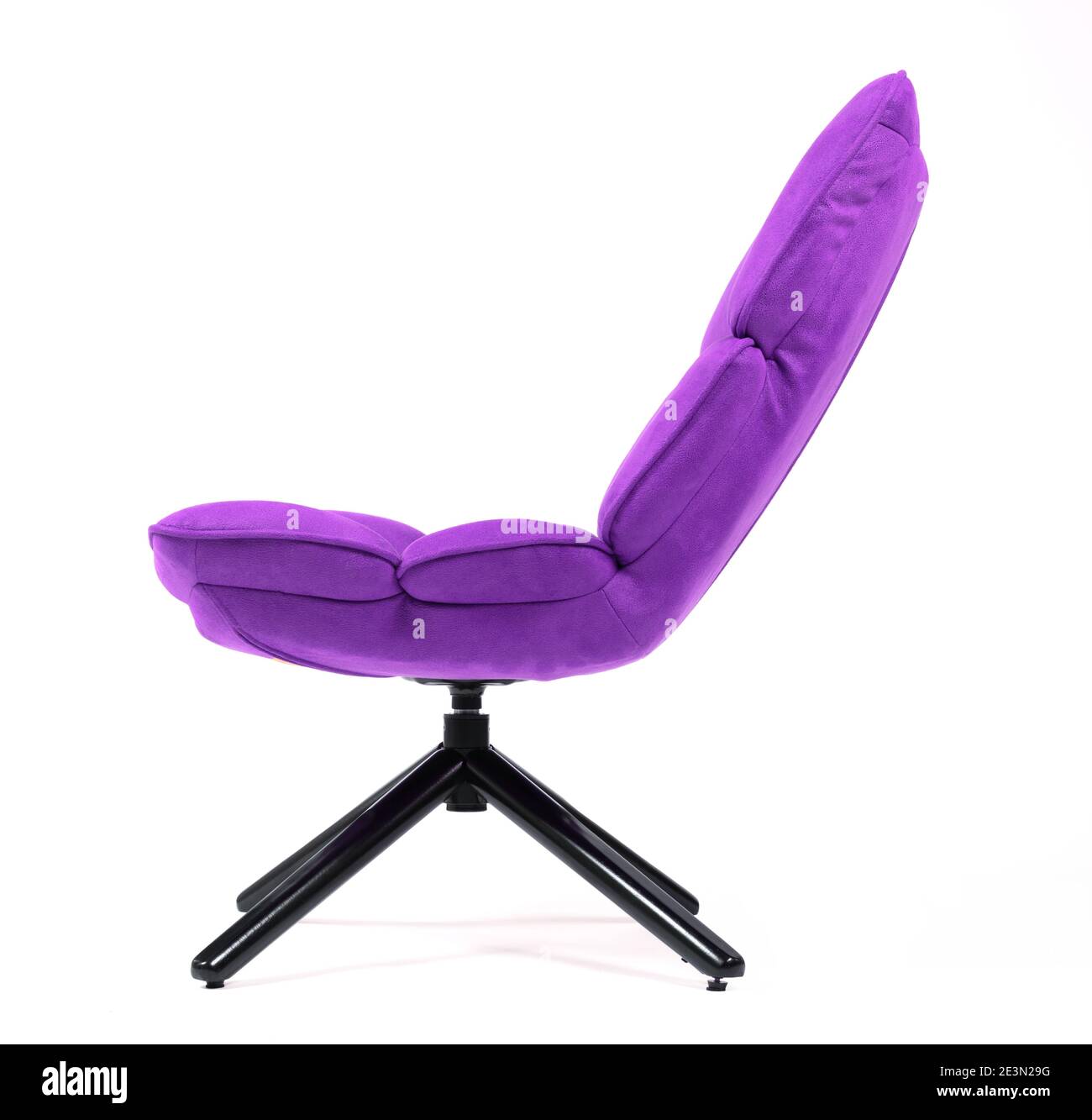 Modern purple suede lounge chair isolated on white background Stock ...