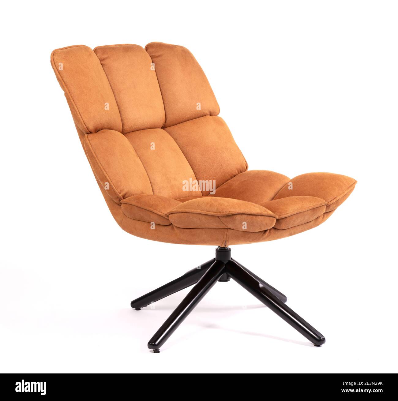 Modern brown suede lounge chair isolated on white background Stock ...