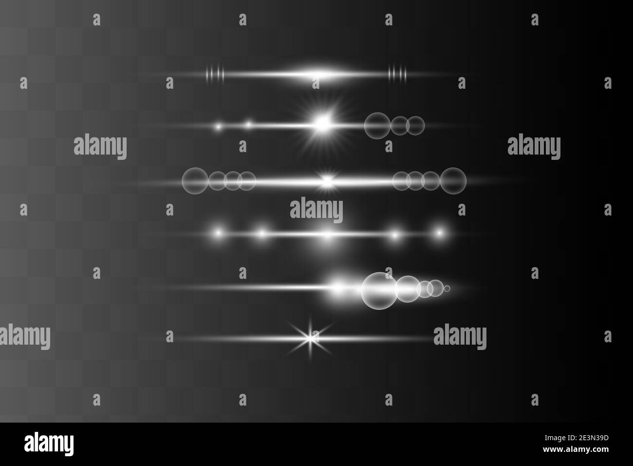 White horizontal lens flares pack. Laser beams, horizontal light rays ...
