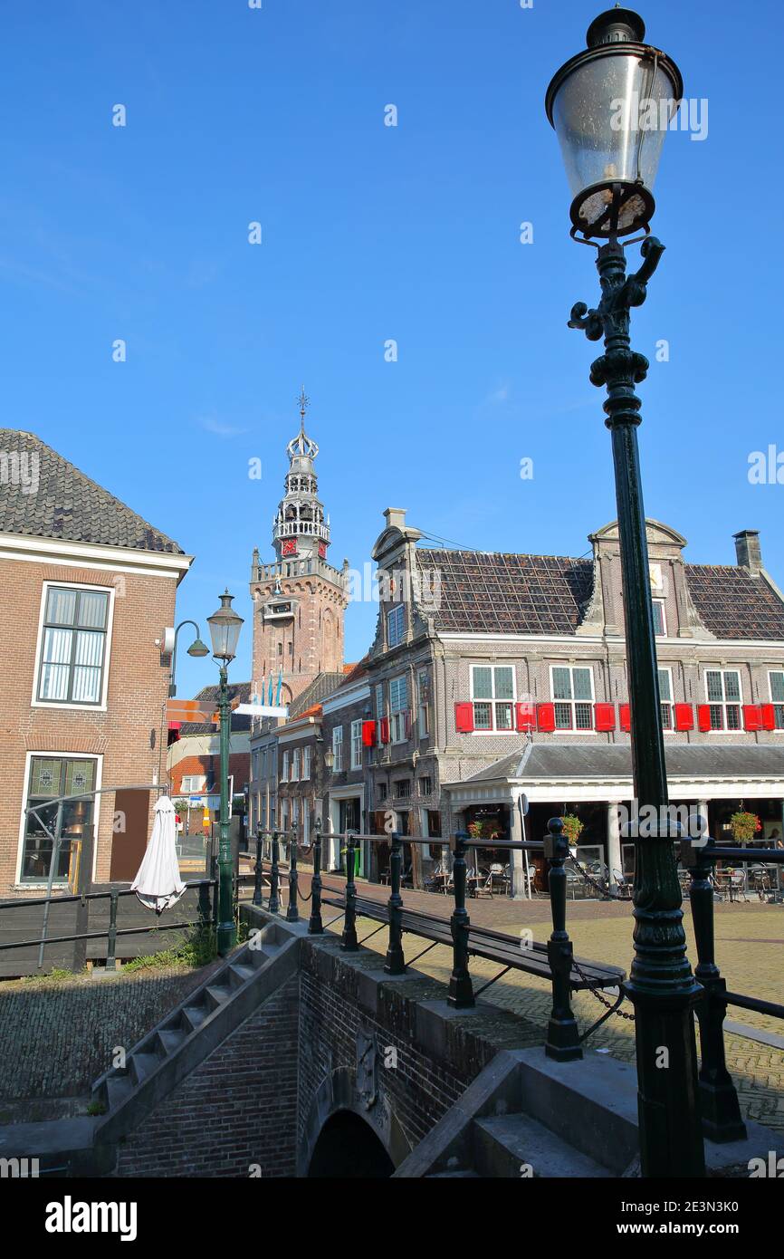 Historic house facades located at the harbor of Monnickendam, North ...