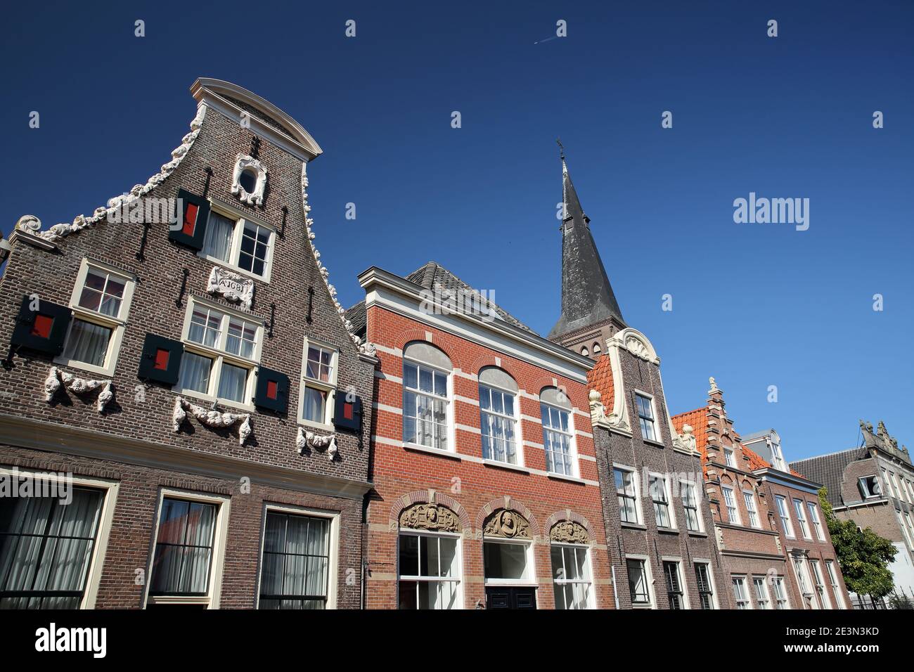 Historic house facades located along Noordeinde street in Monnickendam ...
