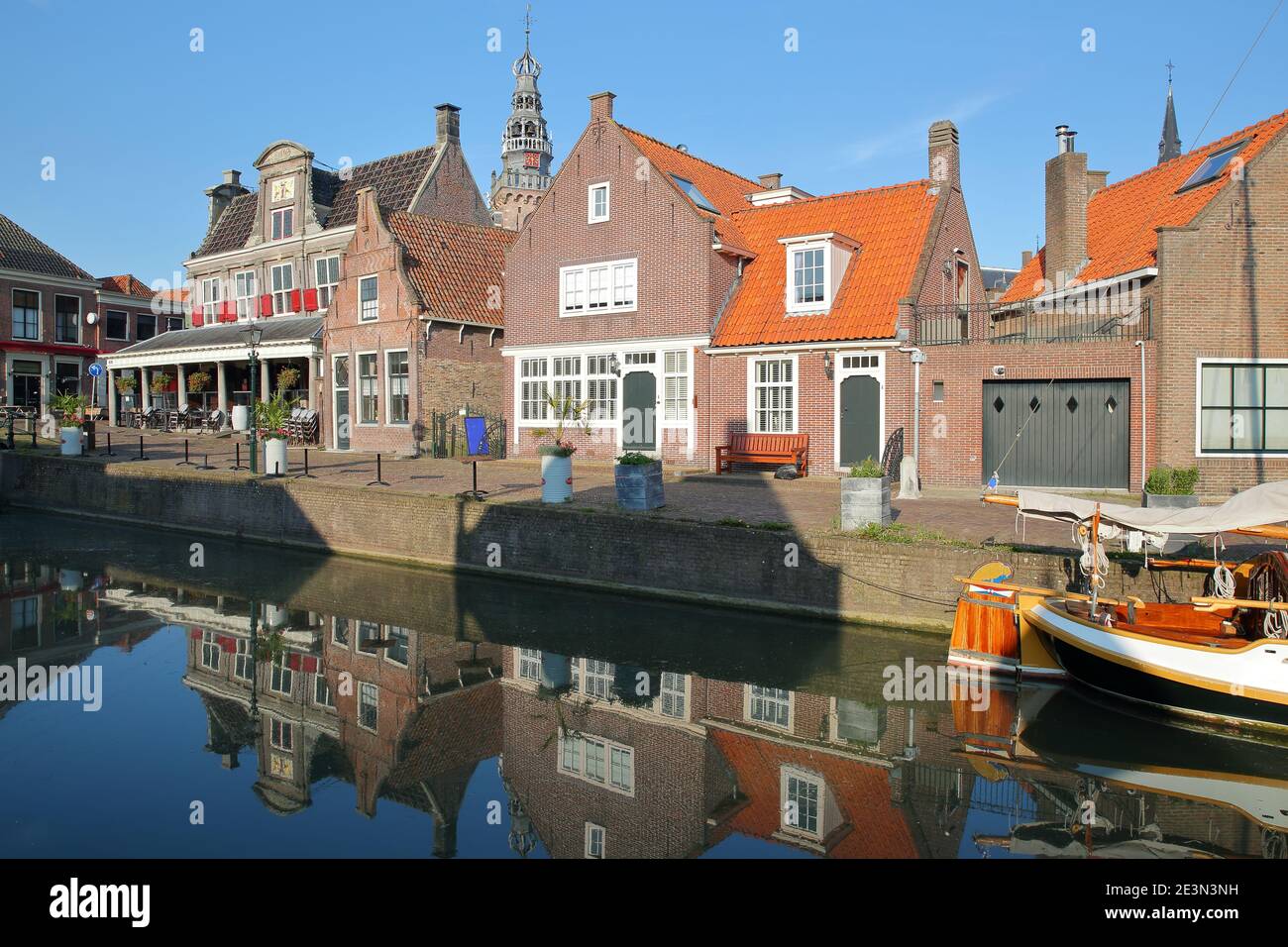 The harbor of Monnickendam, North Holland, Netherlands, with ...