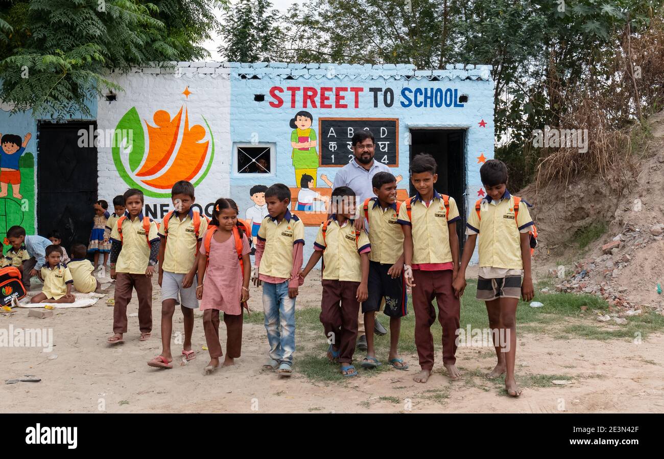 Noida, Uttar Pradesh/India - September 2019 : Poor Students from rural ...