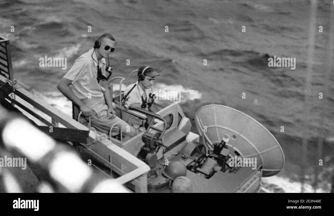 Mark 56 Gun Fire Control System aboard USS Roanoke (CL-145), in 1956 ...