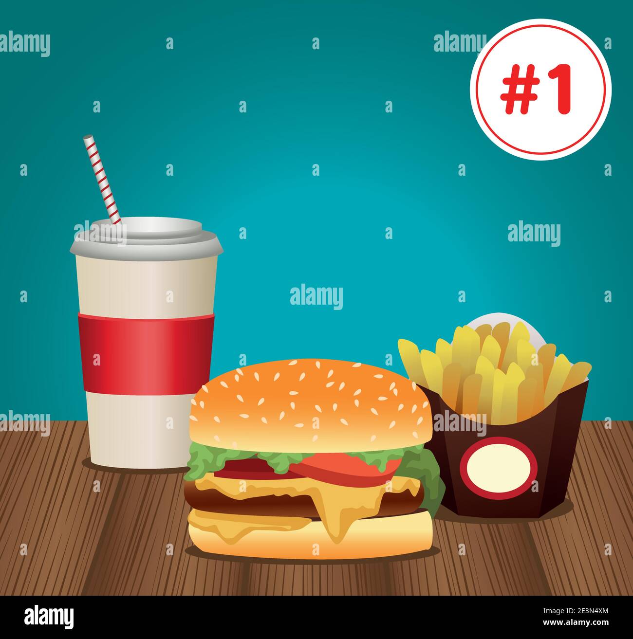 fast food menu template with combo meal number one vector illustration ...