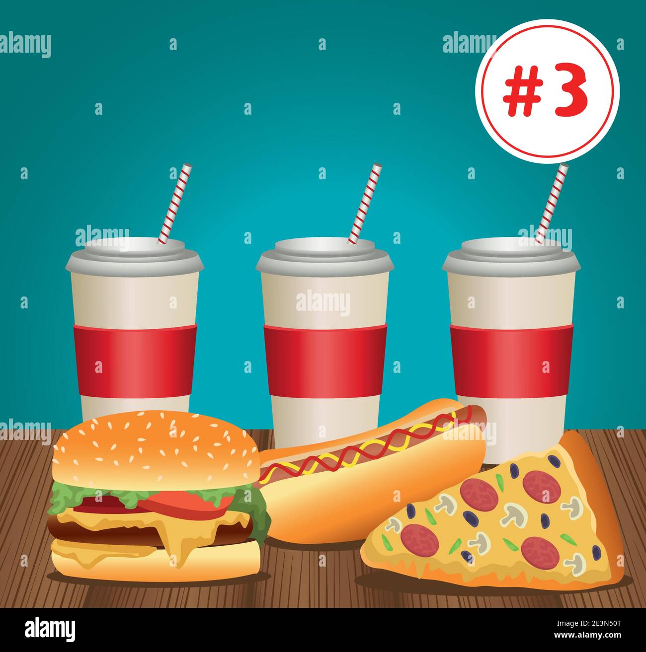 fast food menu template with combo meal number three vector ...