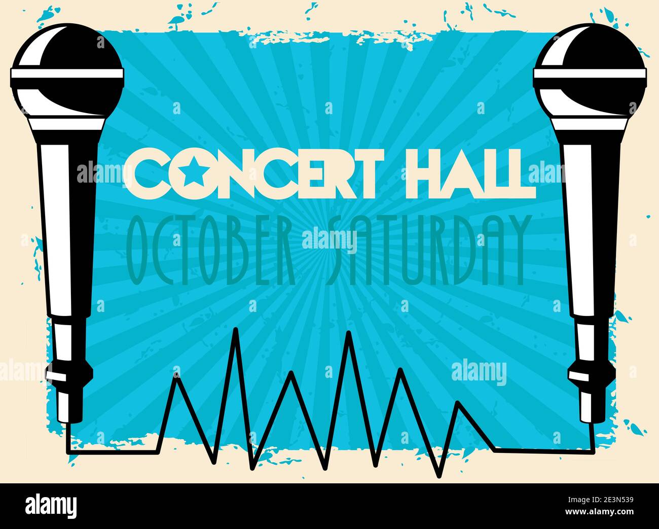 live concert hall lettering poster with microphones vector illustration ...