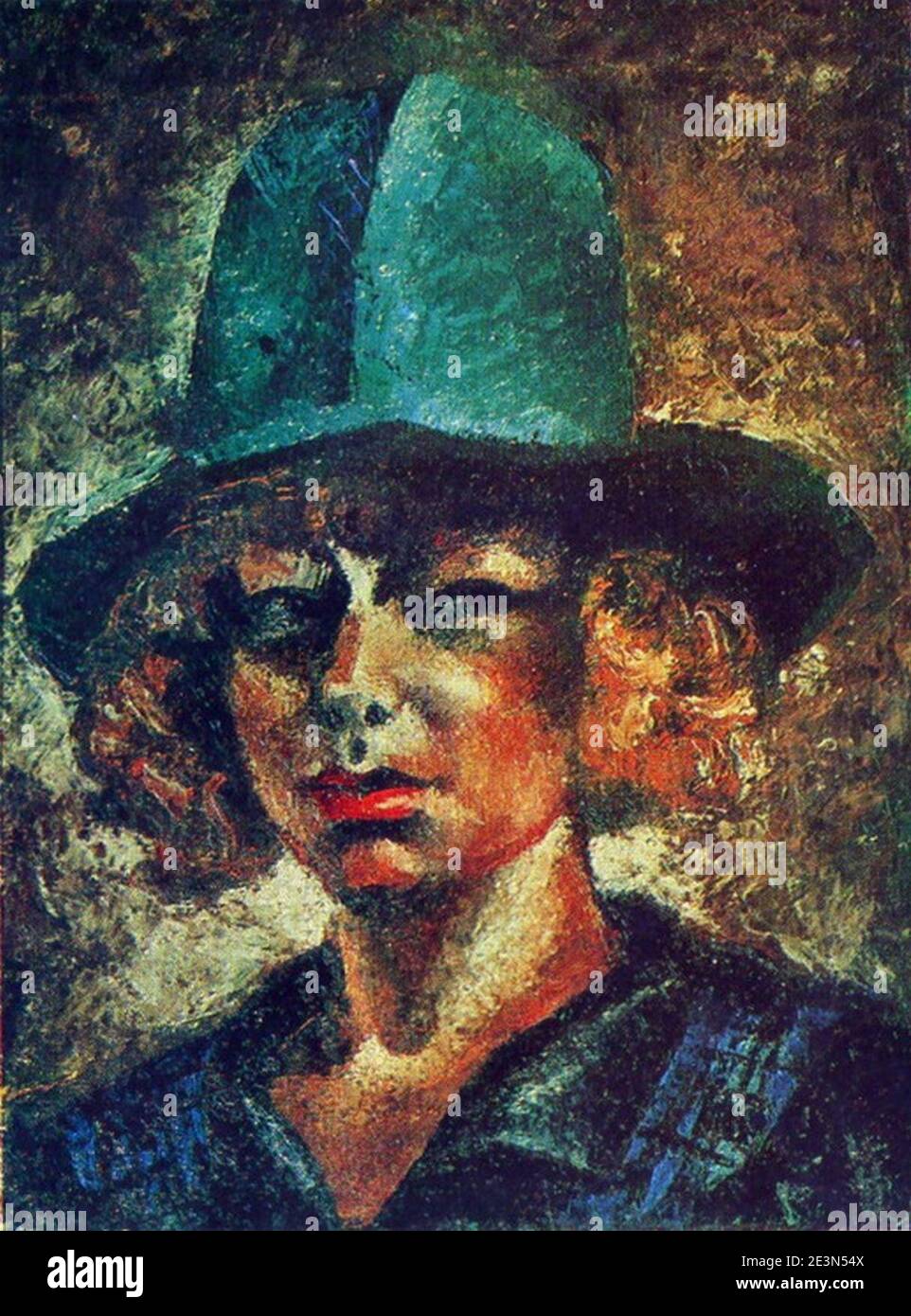 Markova 1934 Avtoportret v zelenoy shlyape Muzey Nukusa 2 1 Stock Photo ...