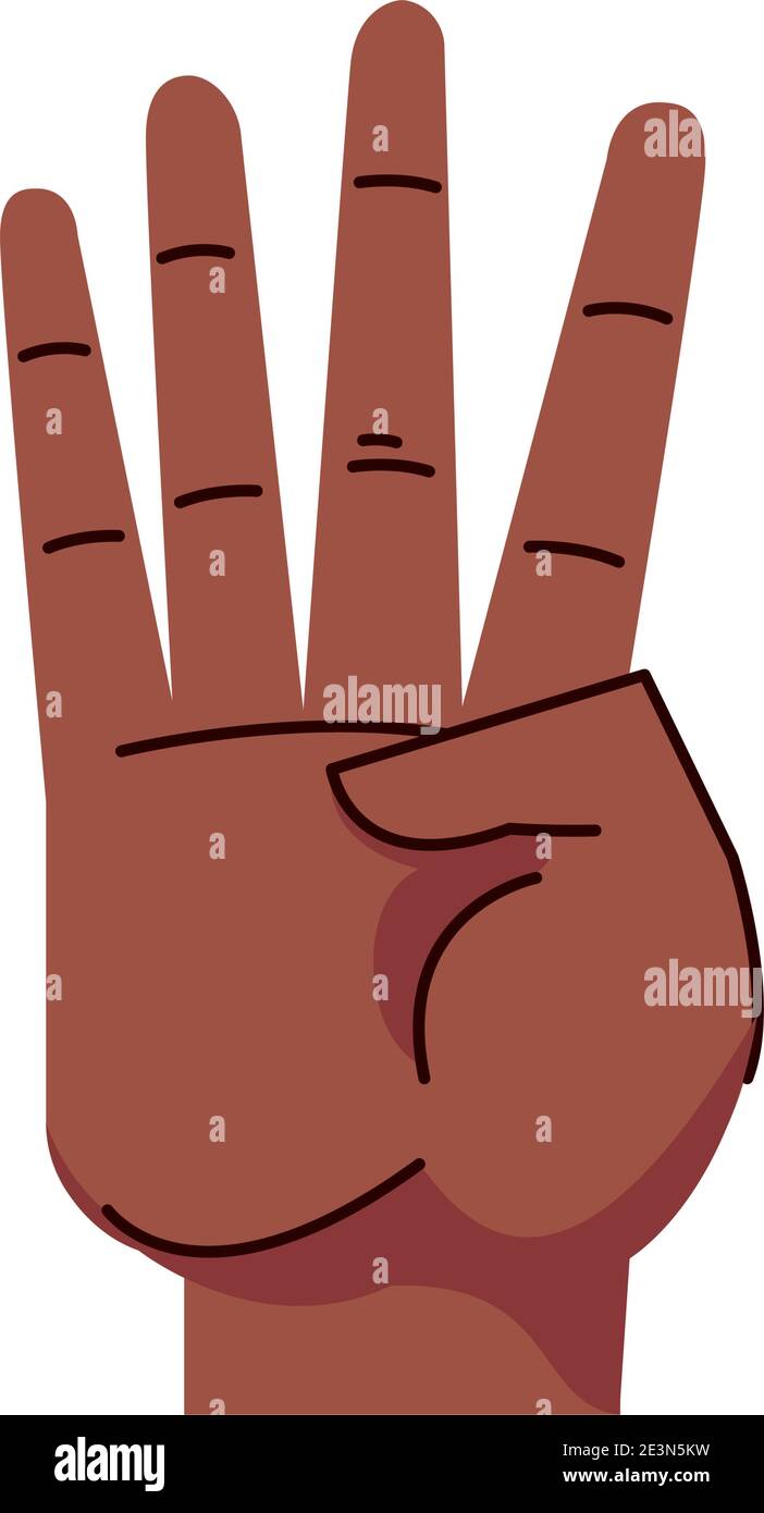 afro hand human four number symbol gesture icon vector illustration ...