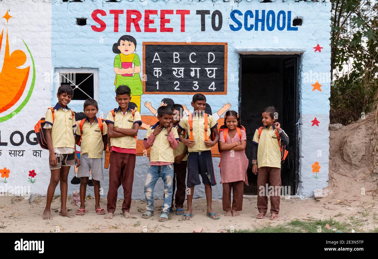 Noida, Uttar Pradesh/India - September 2019 : Poor Students from rural ...