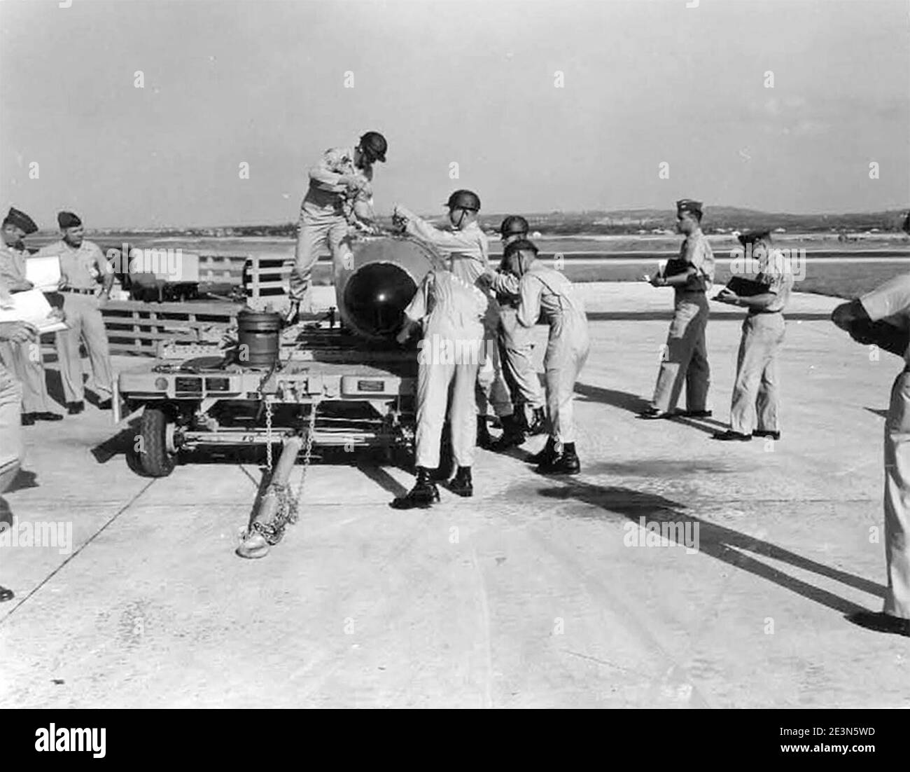 Mark-7 A-bomb being readied for mounting by members of the 8th Tactical ...