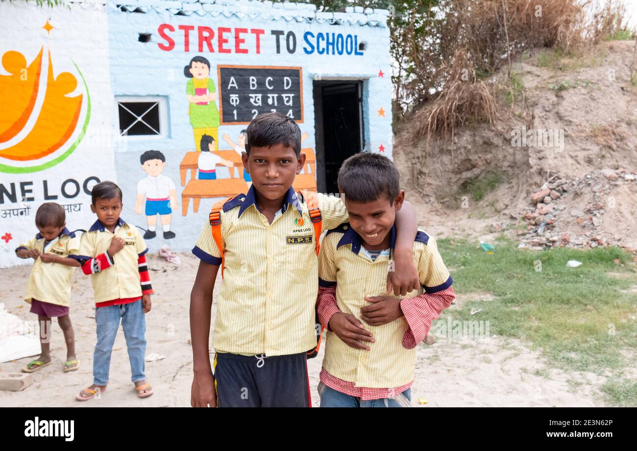Noida, Uttar Pradesh/India - September 2019 : Poor Students from rural ...
