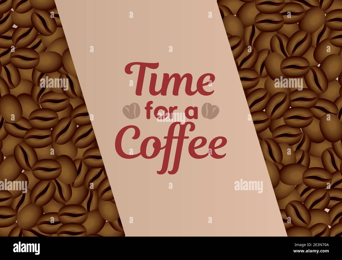 time for a coffee lettering with grains frame vector illustration ...