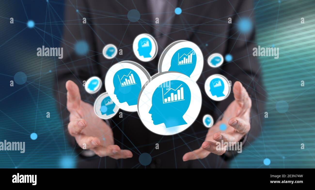 Business analysis concept above the hands of a man in background Stock ...