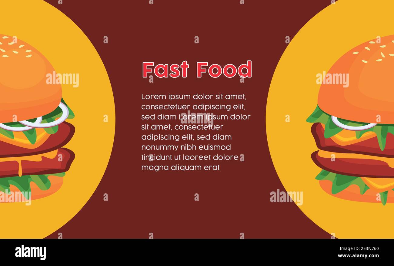 delicious fast food lettering with hamburgers template vector ...