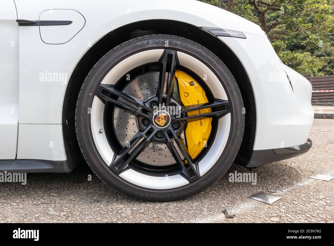 Hong Kong China Oct 19 2020 Porsche Taycan Turbo S 2020 Wheel Oct 19 2020 in Hong Kong Stock Photo Alamy