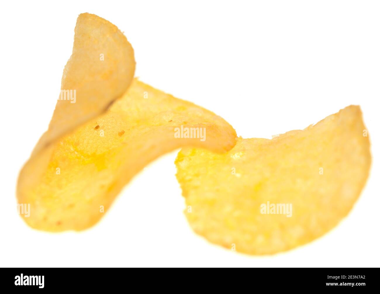 Two potato chips isolated on white background Stock Photo - Alamy