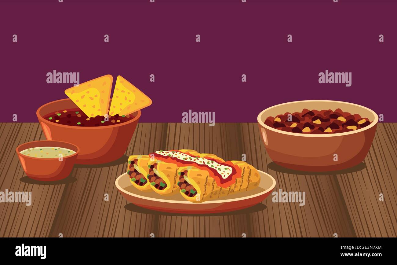 mexican food restaurant poster with menu in wooden table vector ...