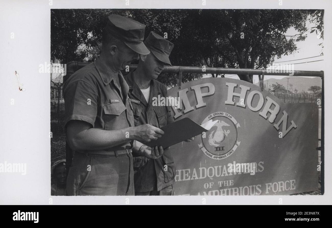 Marine musicians at Camp Horn, 23 August 1968 Stock Photo - Alamy