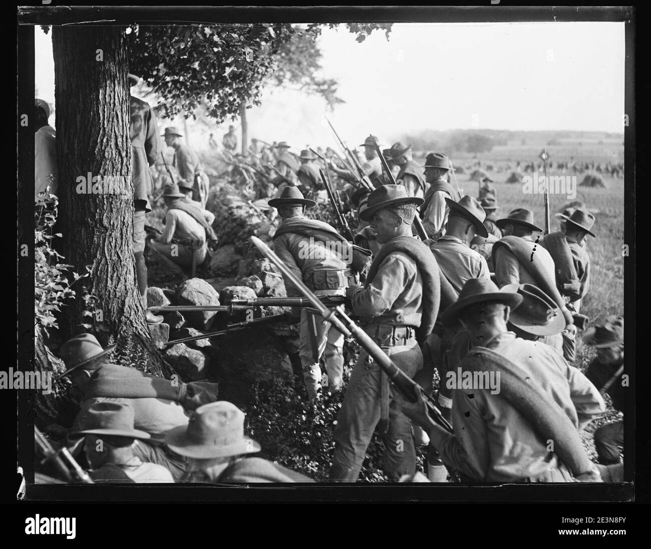 Marines during reenactment of Pickett's Charge at the battle of ...