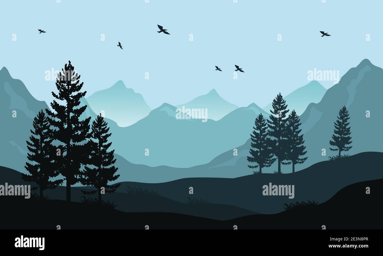 Cool atmosphere with a nice view in the morning. Vector illustration of ...