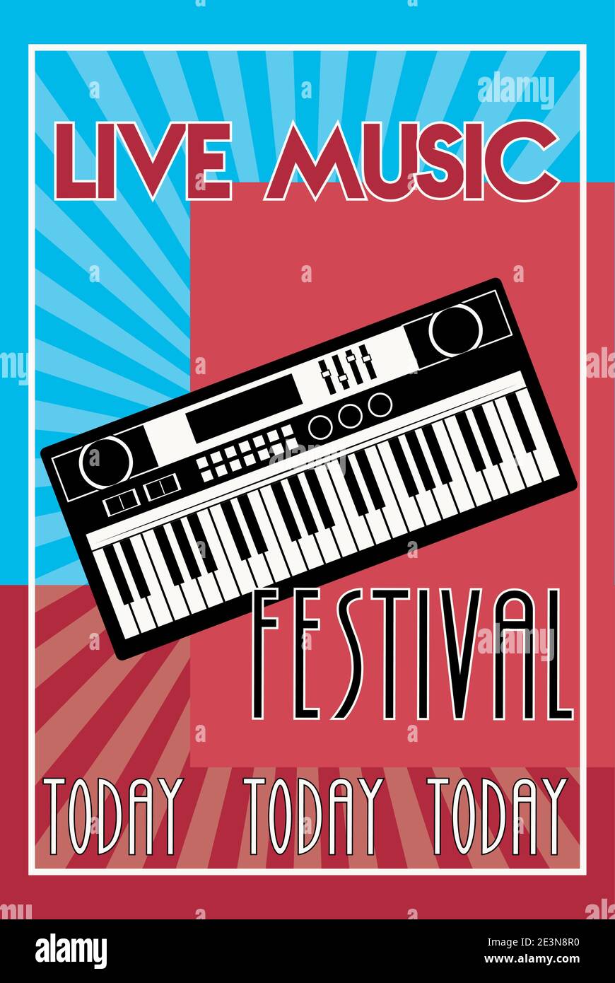 live music festival lettering poster with piano vector illustration ...